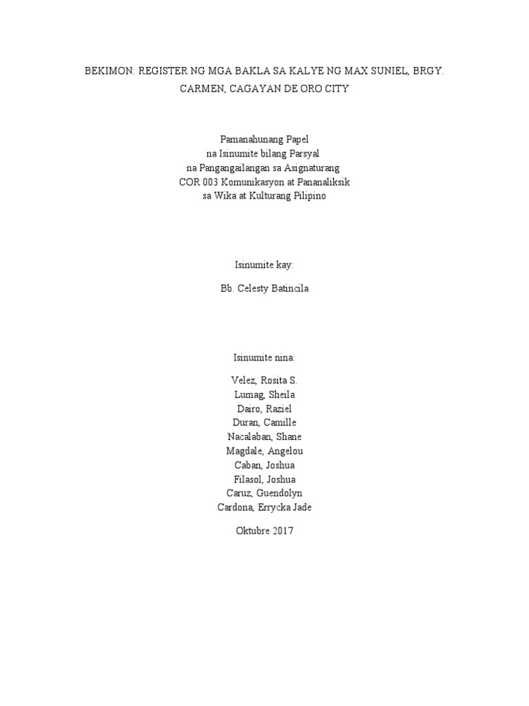 Bekimon Register NG Mga Bakla | PDF
