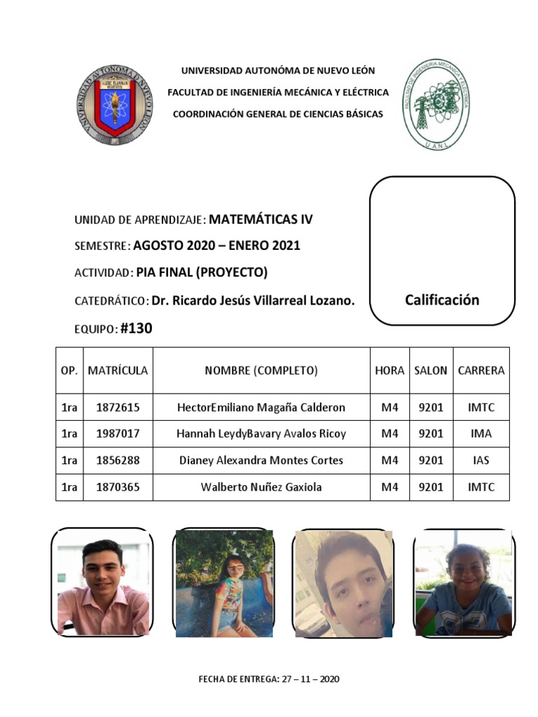 PIA MATE IV Equipo #130 | PDF | Sonido | Series de Fourier