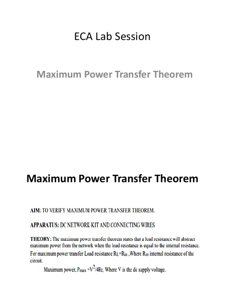 Maximum Power Transfer Theorem | PDF