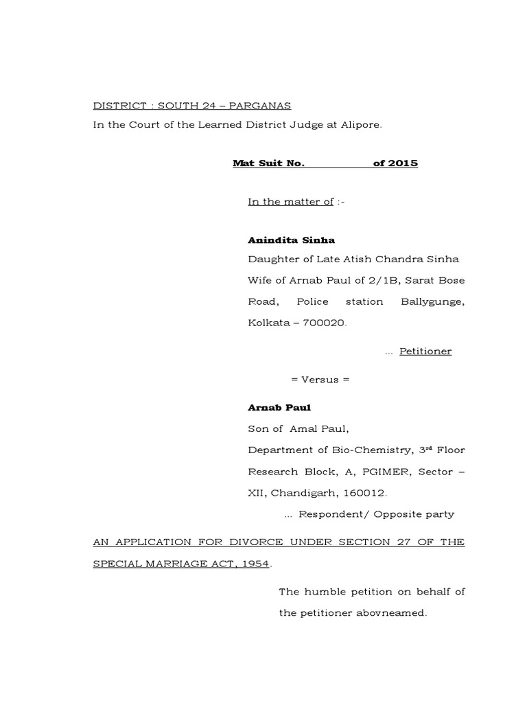 Section - 27 of Special Marriage - Sample | PDF | Divorce | Marriage