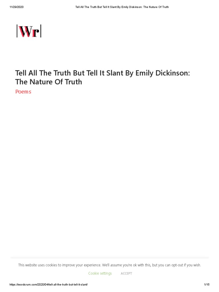 Tell All The Truth But Tell It Slant by Emily Dickinson - The Nature of ...