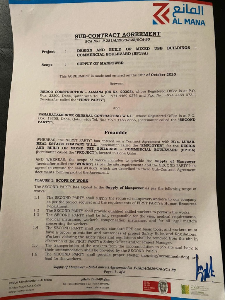 Manpower Supply - Contract PDF | PDF