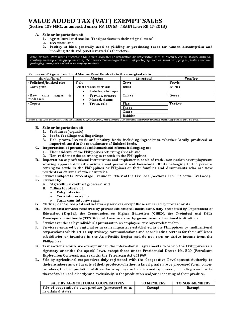 VAT Exempt Sales | PDF | Value Added Tax | Lease