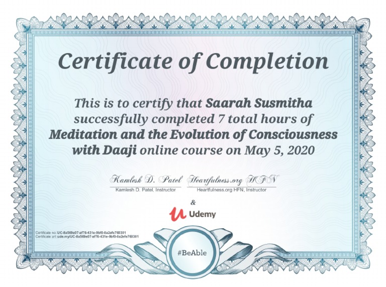 Udemy Course Completion Certificate Format | PDF