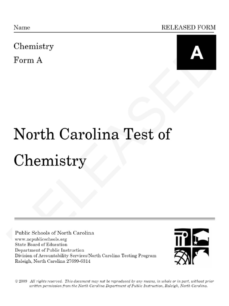 North Carolina Test of Chemistry RELEASED | PDF