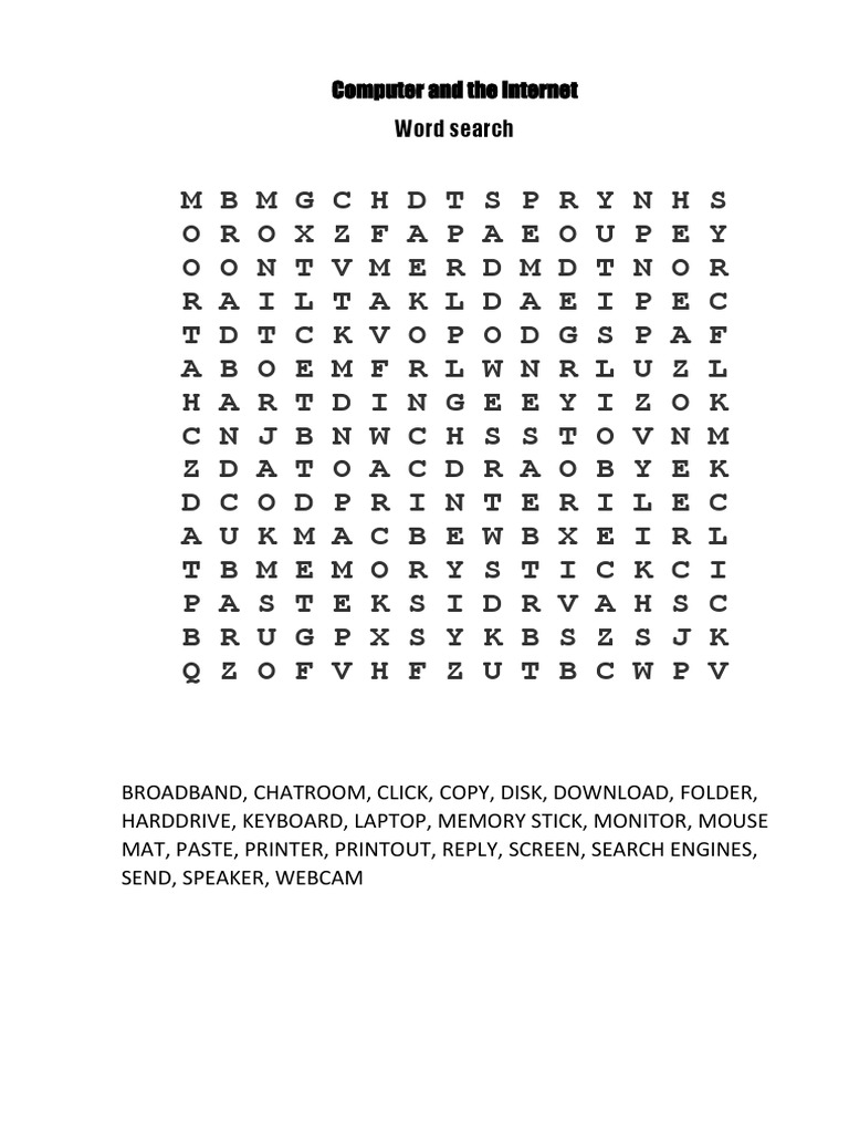 Computer and The Internet Word Search | PDF