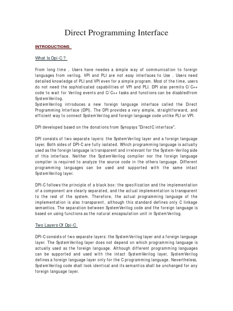 SystemVerilog and Direct Programming Interface | PDF | Parameter ...