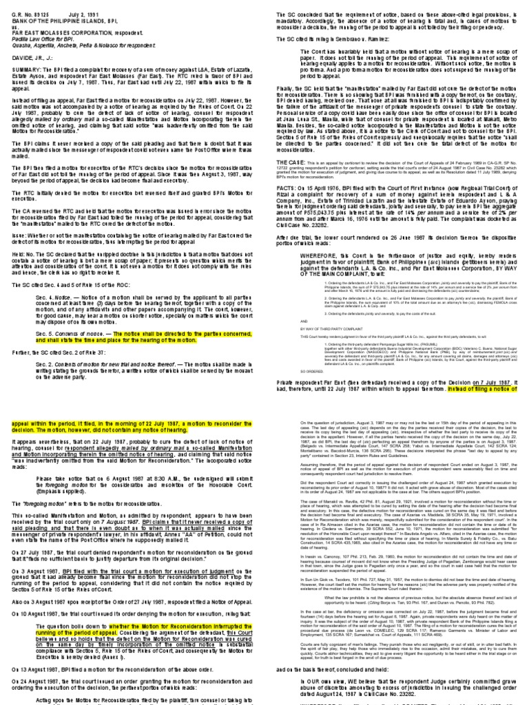BPI vs. Far East: Appeal Motion Ruling | PDF | Lawsuit | Complaint
