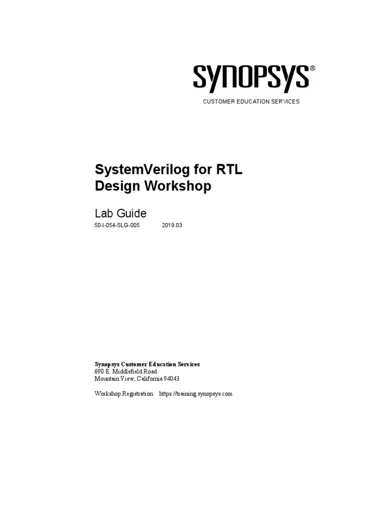 Systemverilog For RTL Design Workshop: Lab Guide | PDF | License | Digital Electronics