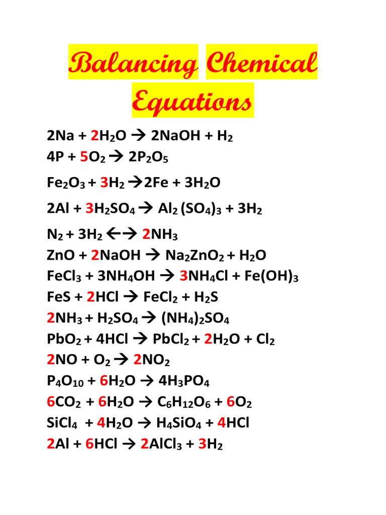 Balancing Chemical Equations-1 PDF | PDF