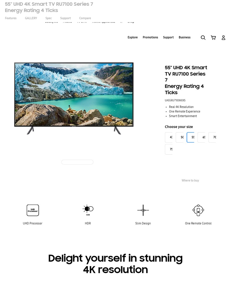 Samsung 55 - Smart 4K UHD Flat TV (RU7100) Price & Specs - Samsung SG ...