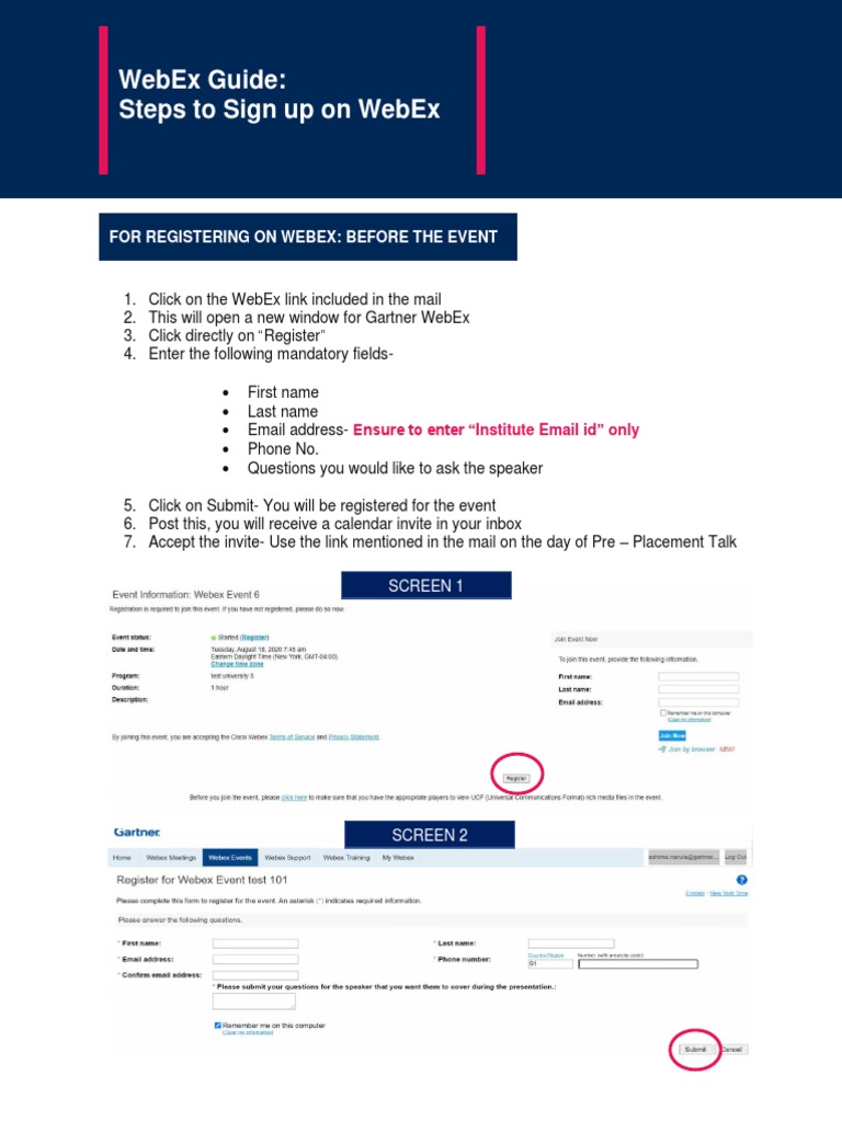 Webex Guide: Steps To Sign Up On Webex | PDF