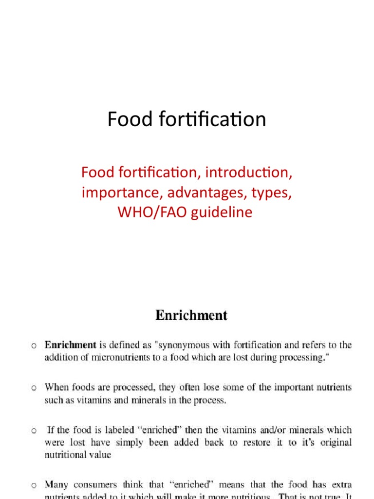 Food Fortification: Food Fortification, Introduction, Importance ...