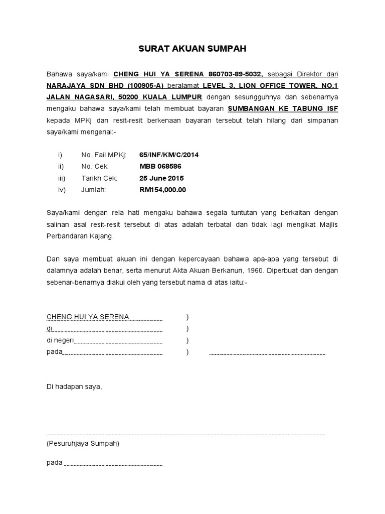 Surat Akuan Sumpah | PDF