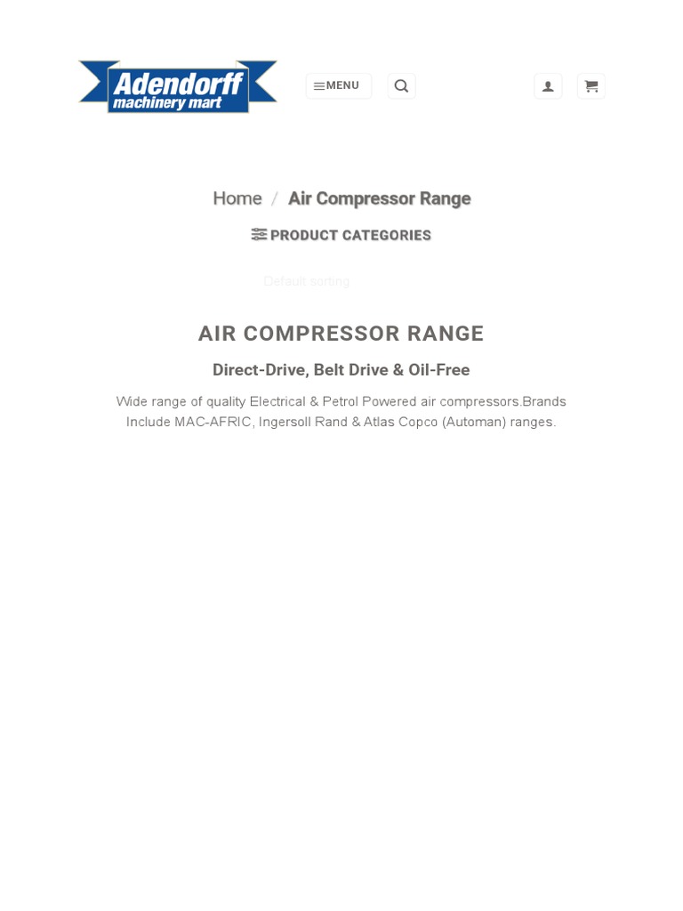 Air Compressor Range: Direct-Drive, Belt Drive & Oil-Free | PDF