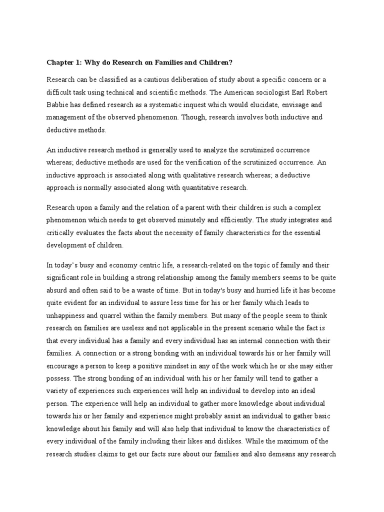 The Importance of Research on Families and Children: Understanding ...