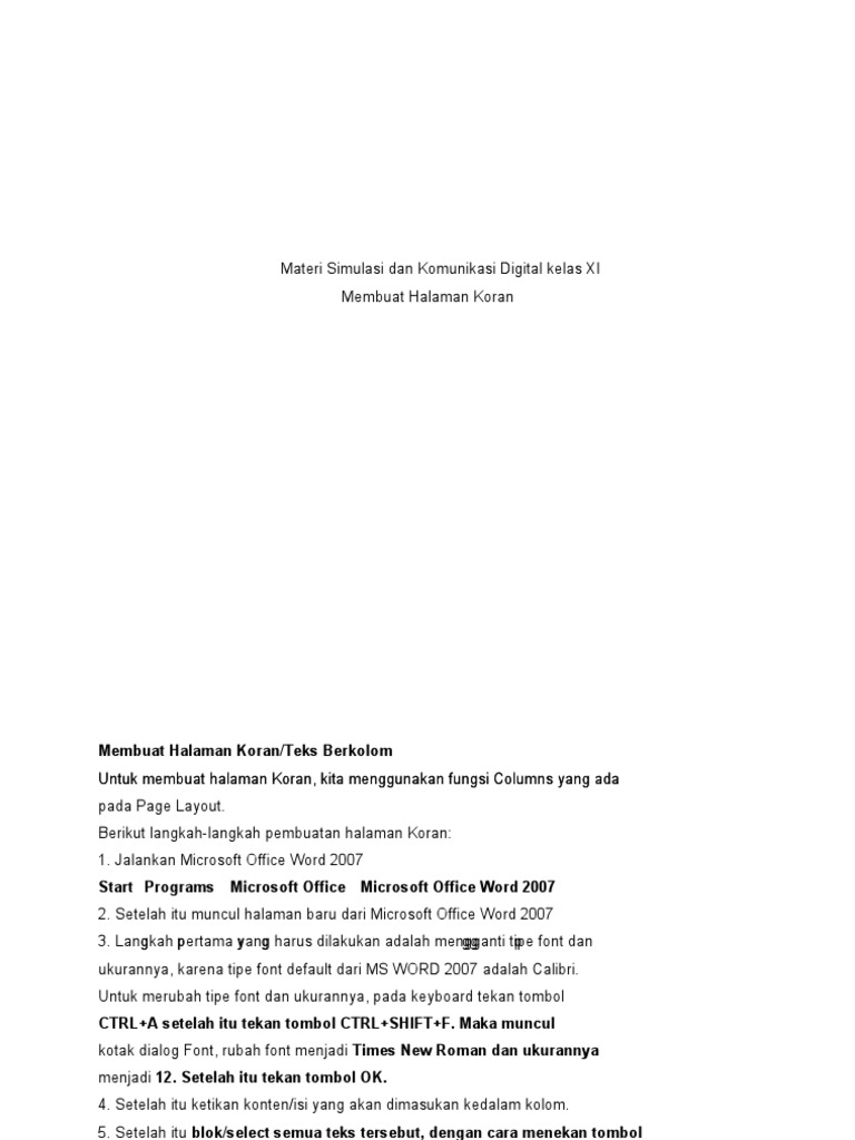 Cara Membuat Kolom Koran Dan Menyisipkan Gambar | PDF