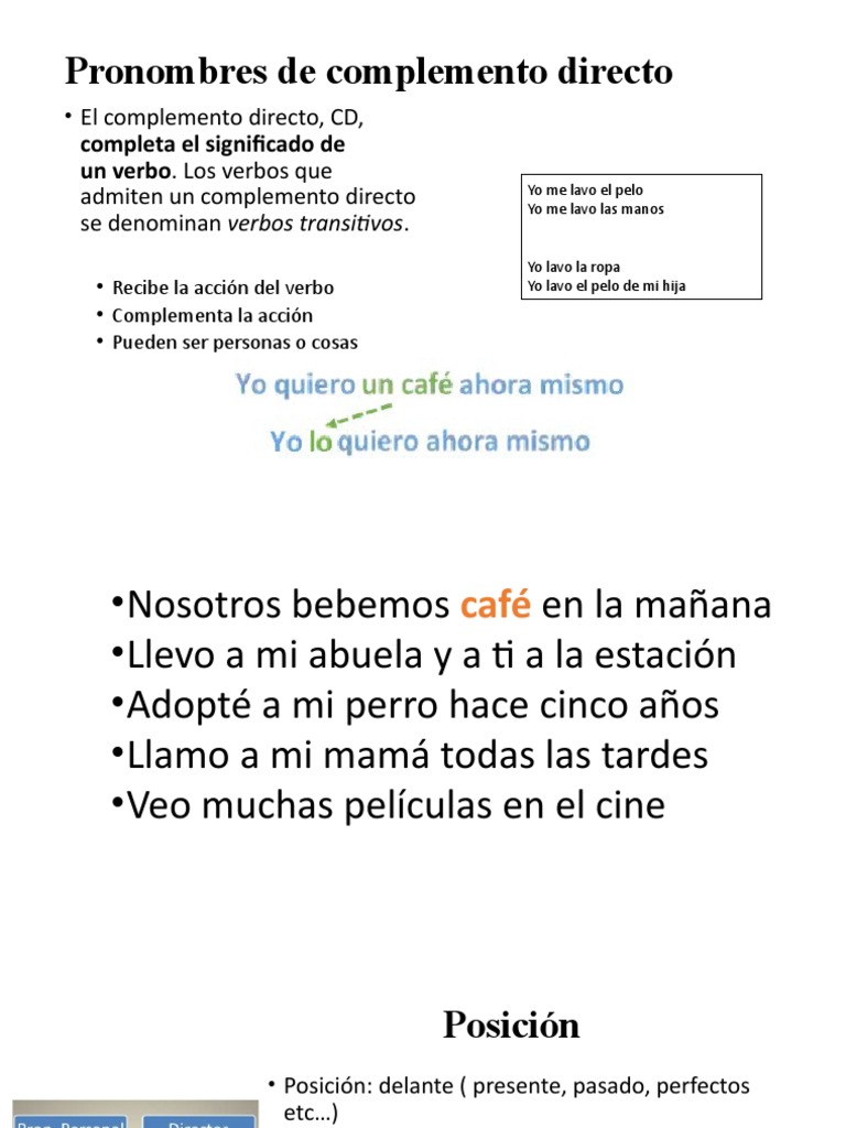 Pronombre Objeto Directo | PDF | Objeto (gramática) | Verbo