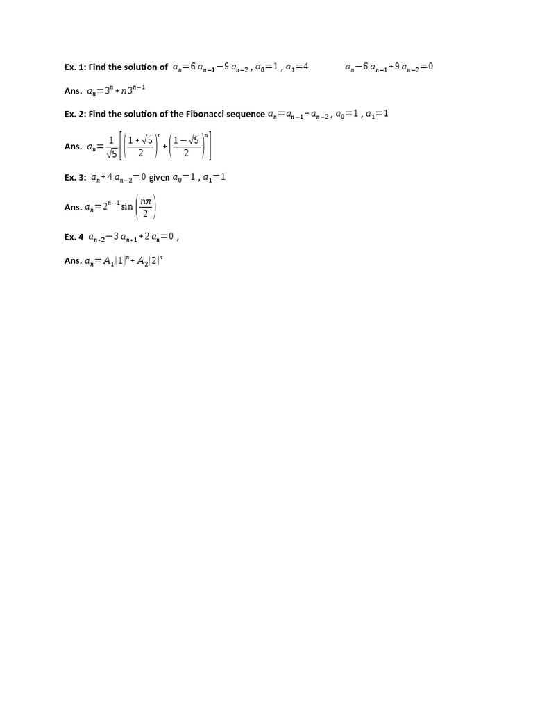 Recurrence Relation Solutions | PDF | Recurrence Relation | Differential Equations