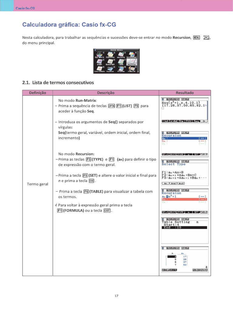 Tutorial Sucessões Casio FX - CG | PDF