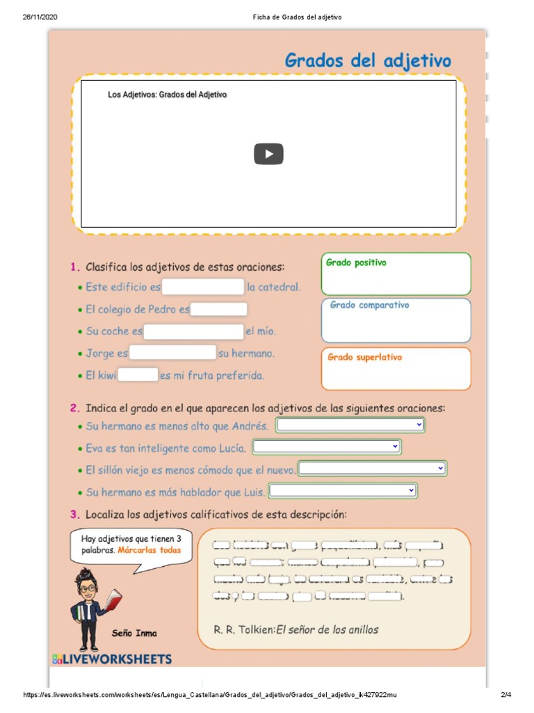 Ficha de Grados Del Adjetivo PDF | PDF