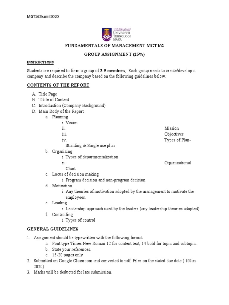 GROUP ASSIGNMENT MGT 162 | PDF