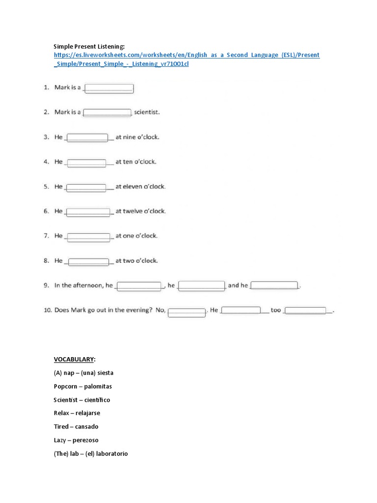 Simple Present Listening | PDF