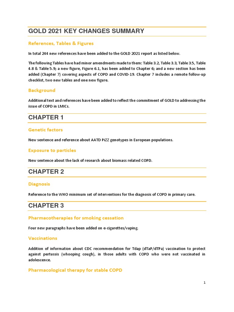 Gold 2021 Key Changes Summary: References, Tables & Figures | PDF ...
