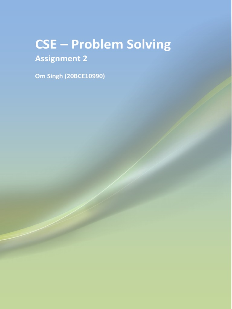 CSE - Problem Solving - Assignment 2 - 20BCE10990 PDF | PDF | Python (Programming Language) | Area