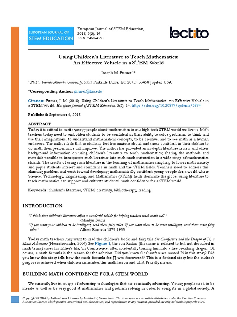 Using Children's Literature To Teach Mathematics: An Effective Vehicle ...