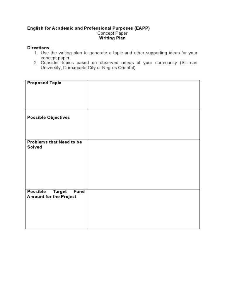 Concept Paper: English For Academic and Professional Purposes (EAPP ...