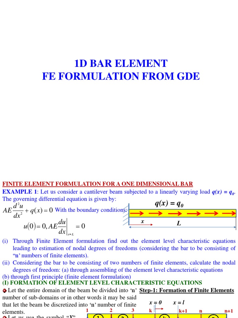1D Bar Element Fe Formulation From Gde | PDF | Finite Element Method | Matrix (Mathematics)