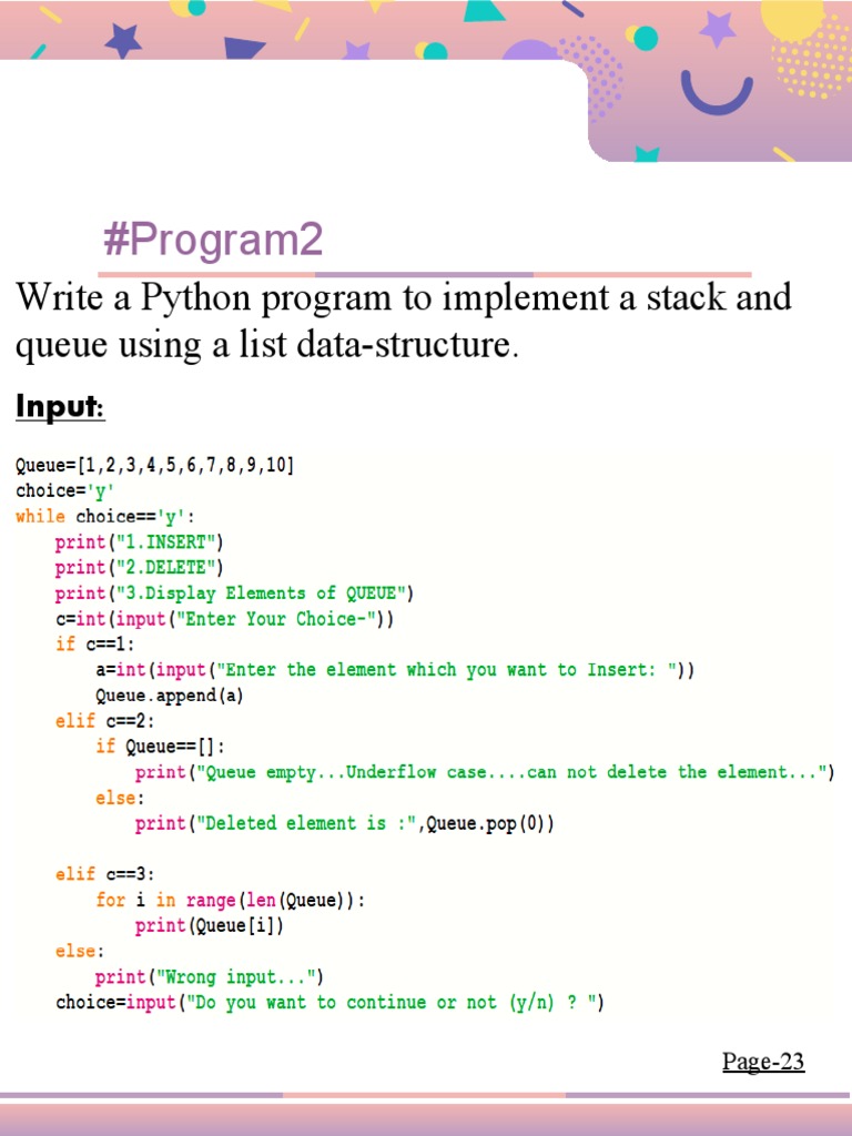 Implementing A Stack And Queue Using A Python List Data Structure Pdf