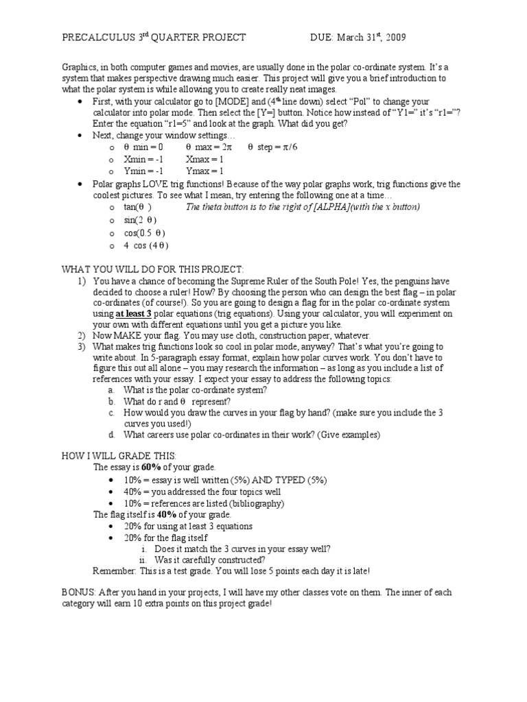 Polar Coordinates Art Project | PDF | Coordinate System | Teaching ...