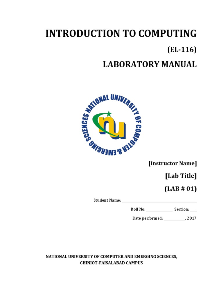 Introduction To Computing: Laboratory Manual | PDF