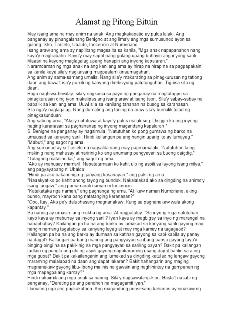 Alamat NG Pitong Bituin | PDF