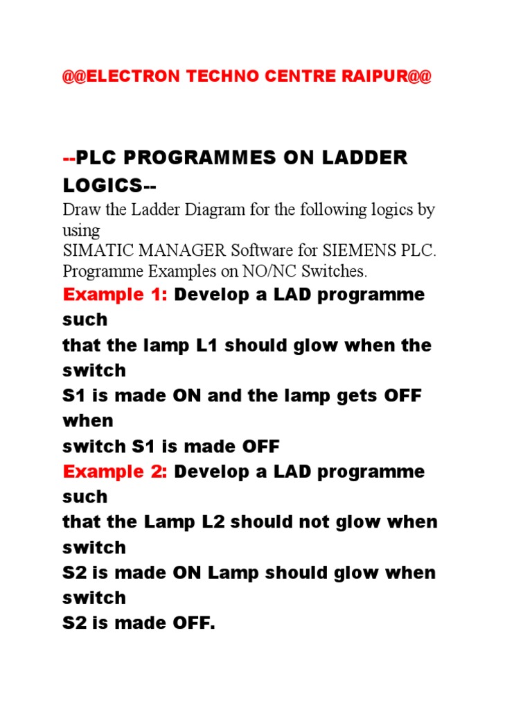 PLC Basic No NC | PDF | Switch | Manufactured Goods