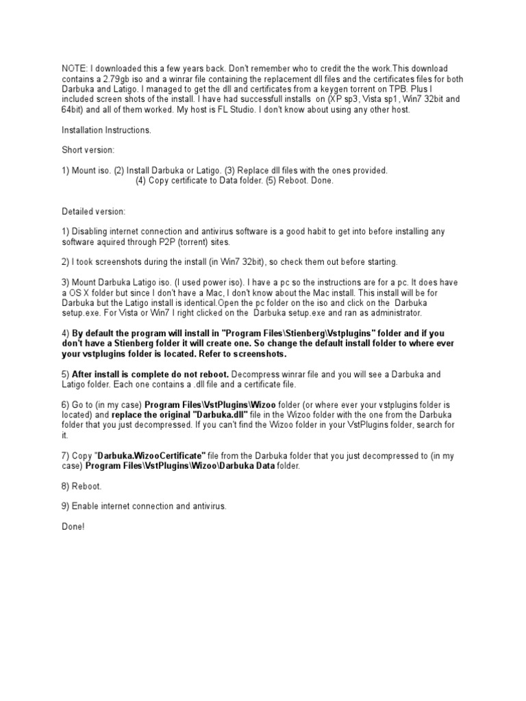 Install Instructions | PDF