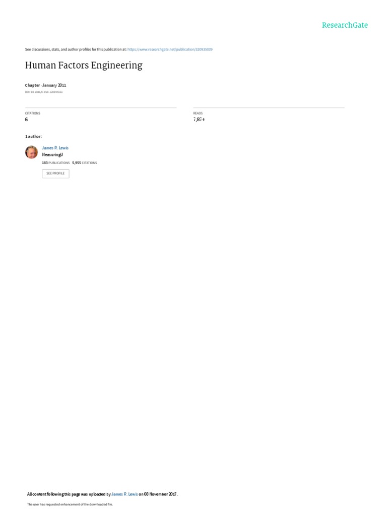 Human Factors Engineering: January 2011 | PDF | Human Factors And ...