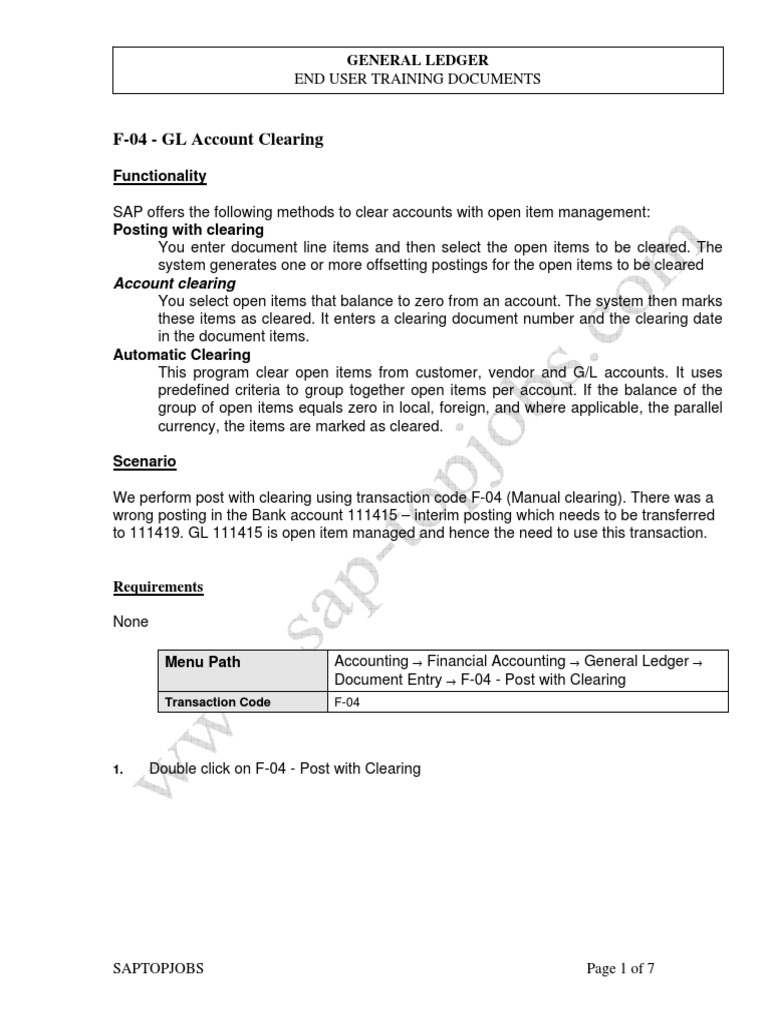 GL Account Clearing Process Guide | PDF | Financial Transaction ...