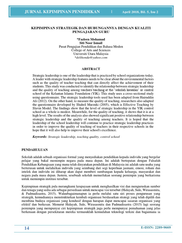 Jurnal Pendidikan 1 | PDF | Leadership | Cognition