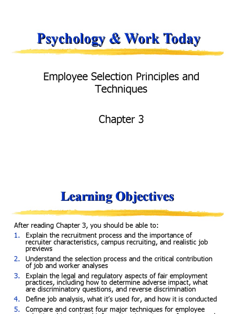 Chapter 3 - Employee Selection Principles and Techniques | PDF ...
