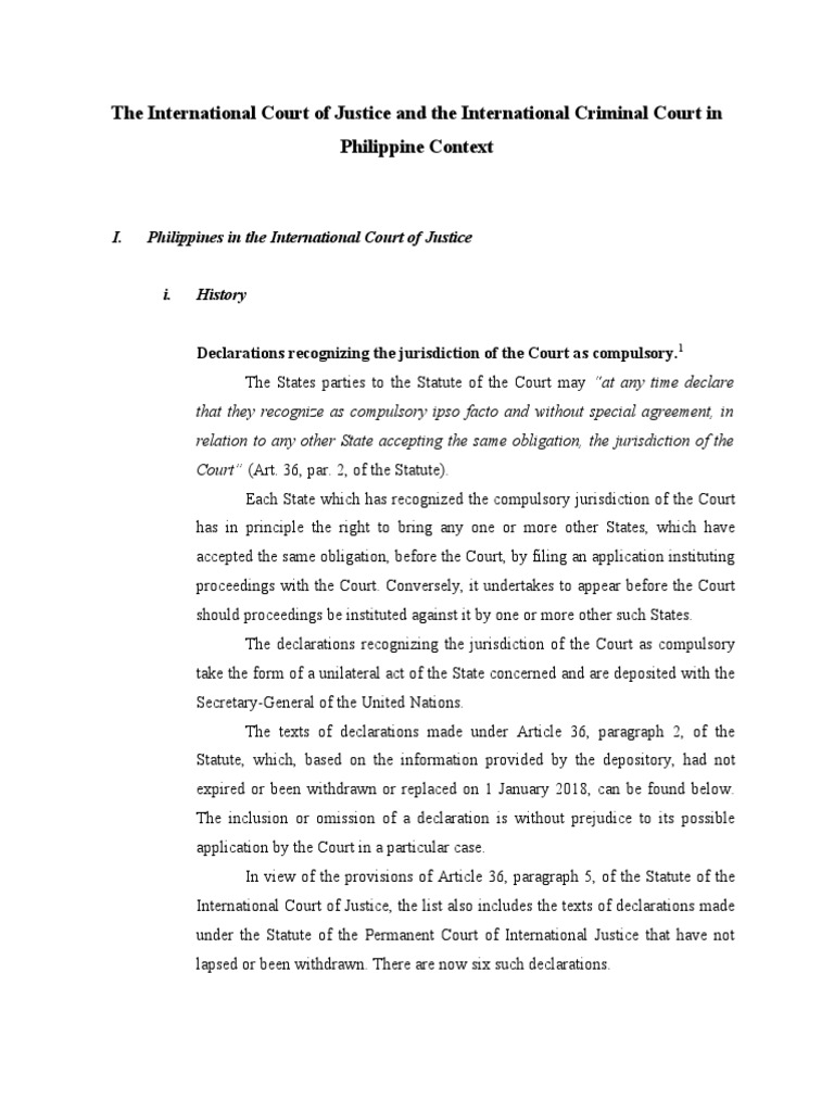 ICJ and ICC in Phil Context | PDF | International Criminal Court ...