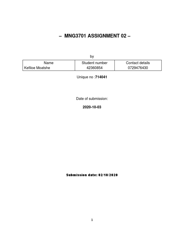 MNG3701 Assignment 2 2020 2 | PDF | Business | Economies