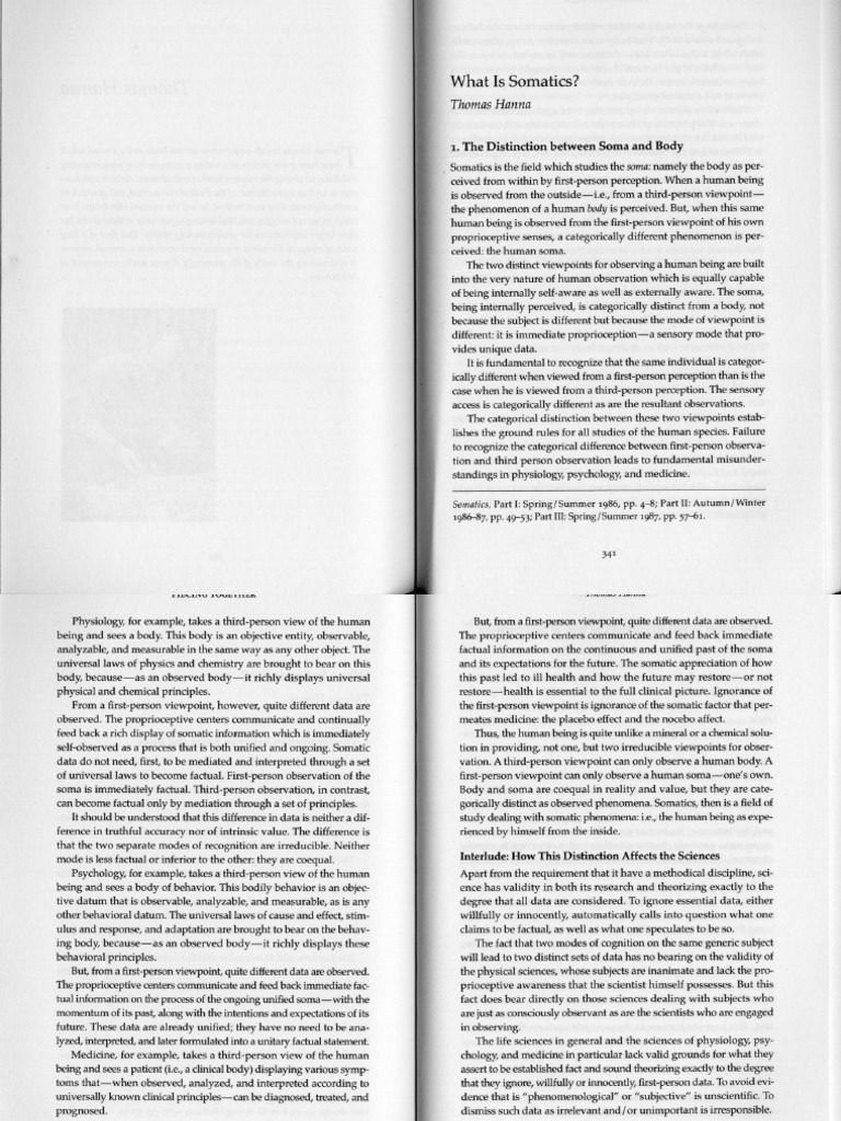 What Is Somatics Thomas Hanna | PDF