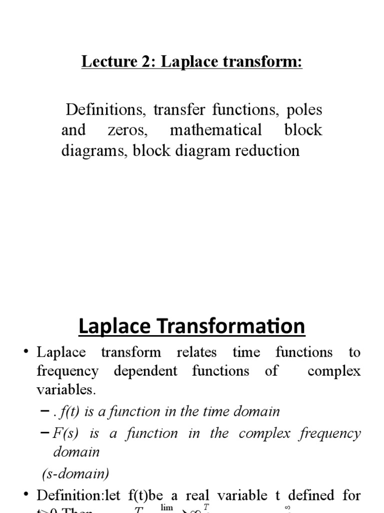 Lecture 2: Laplace Transform | PDF | Laplace Transform | Calculus