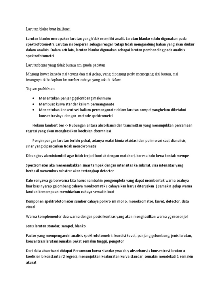 Larutan Blako Buat Kalibrasi | PDF | Metode & Bahan Ajar | Teknologi ...