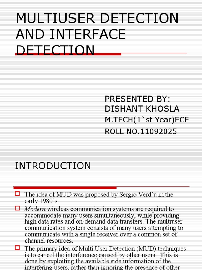 Multiuser Detection And Interface Detection Download Free Pdf