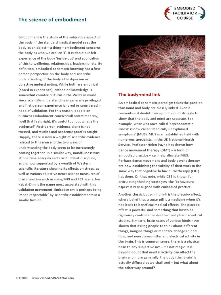 Understanding Embodiment and Wellbeing | PDF | Embodied Cognition ...