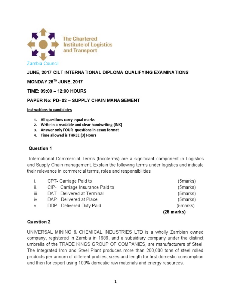 SUPPLY CHAIN MANAGEMENT - PD-02-Dip | PDF | Supply Chain | Logistics